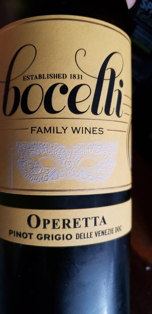 2021 Bocelli Pinot Grigio Delle Venezie Operetta, Italy, Delle Venezie ...