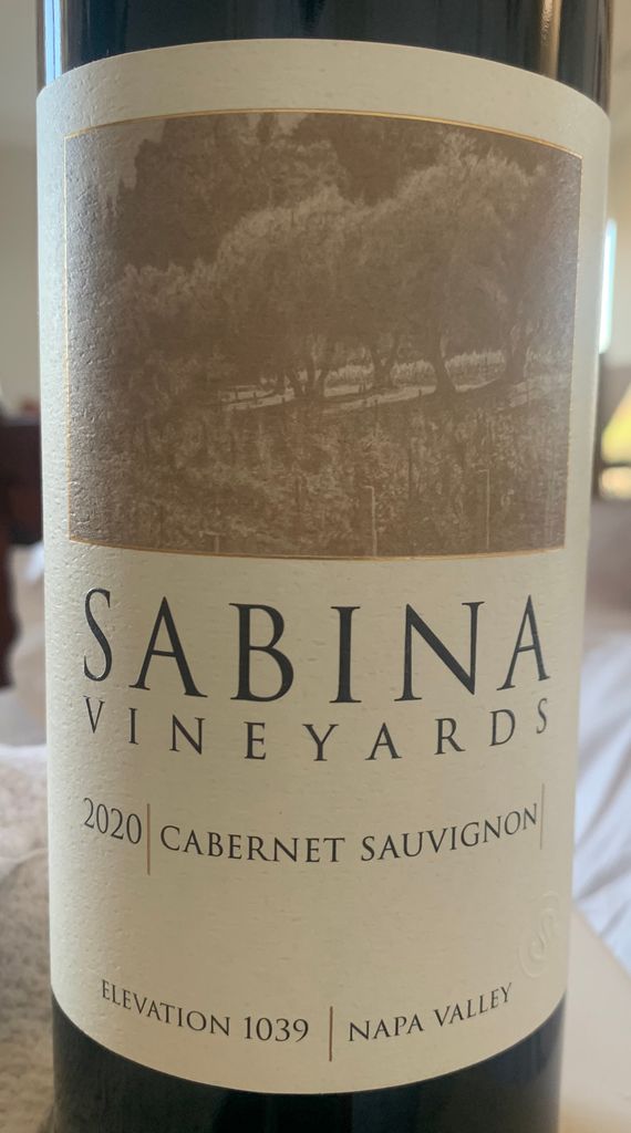 2020 Sabina Vineyards Cabernet Sauvignon Elevation 1039 Pritchard Hill, USA, California, Napa ...