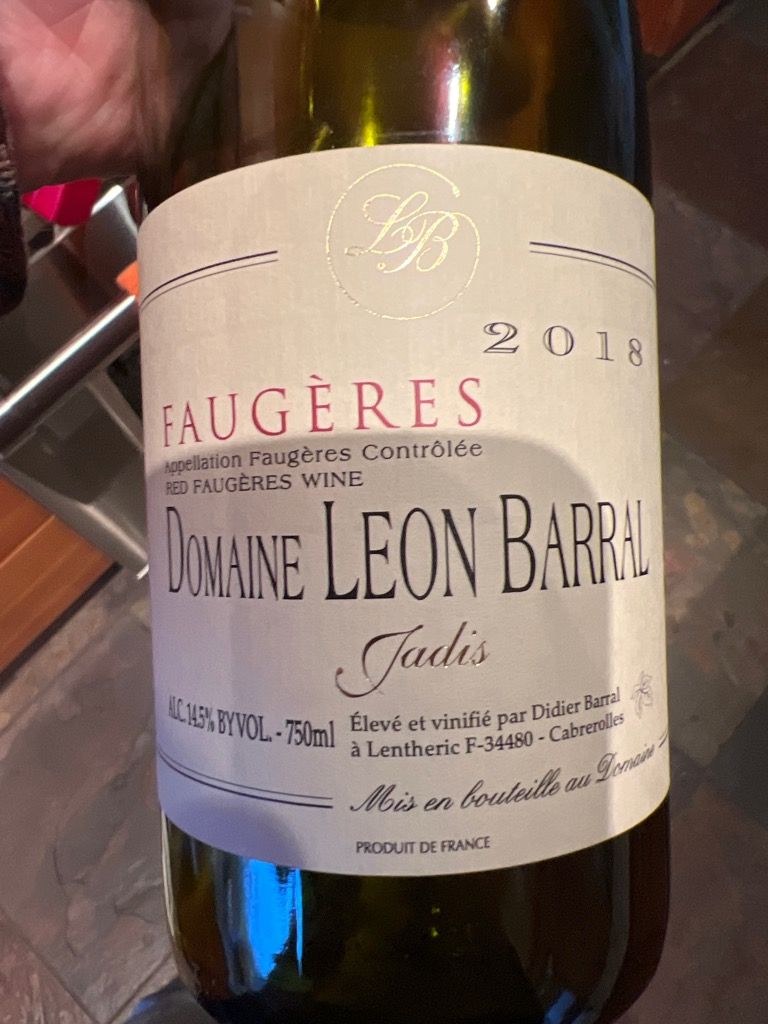 2018 Domaine Léon Barral Faugères Jadis, France, Languedoc Roussillon ...