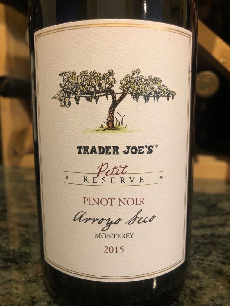 2015 Trader Joe's Pinot Noir Petit Reserve Monterey County, USA ...