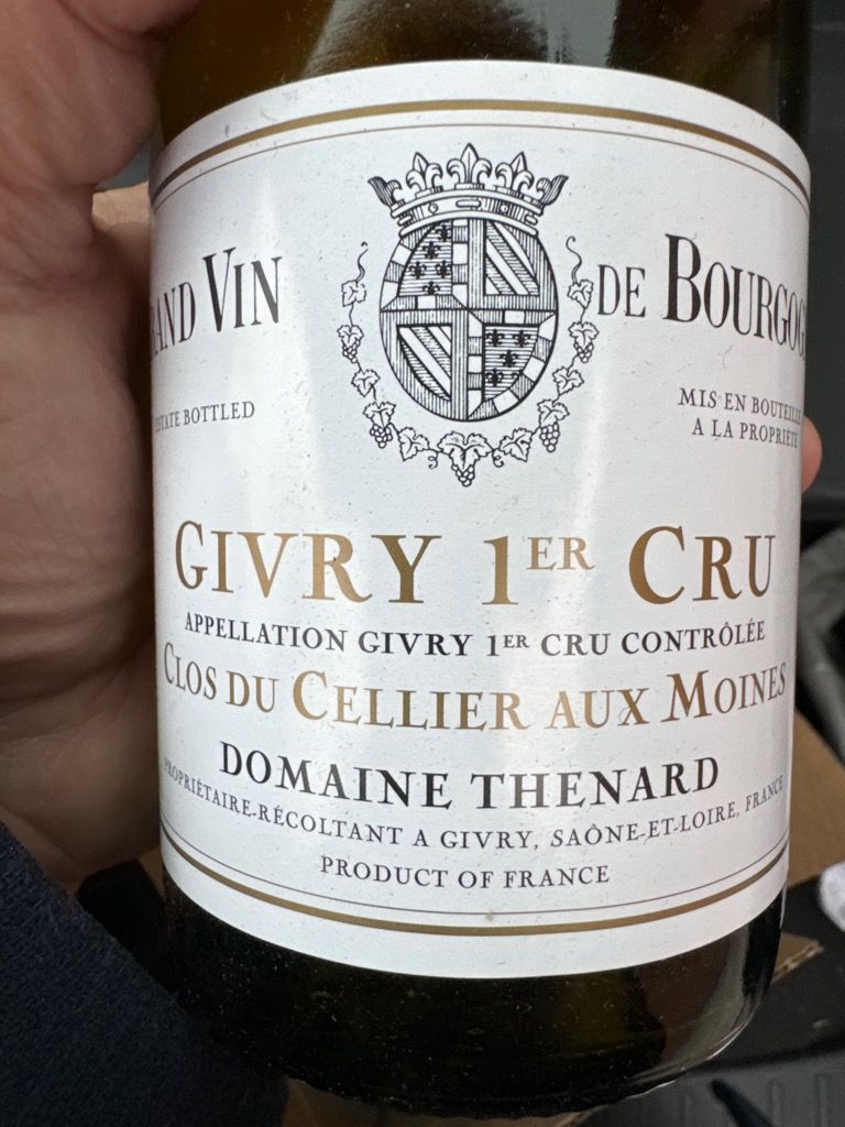 2020 Domaine Thenard Givry 1er Cru Clos du Cellier Aux Moines Blanc ...