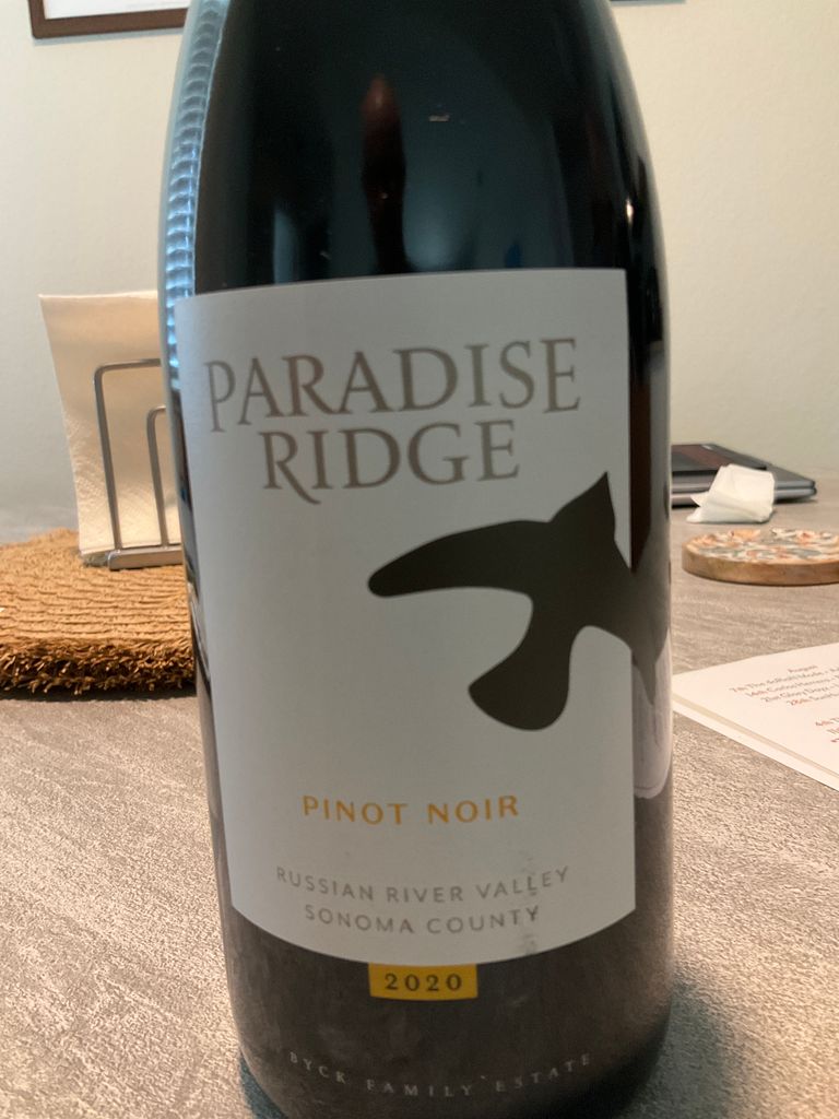 2021 Paradise Ridge Pinot Noir Russian River Valley, USA, California ...