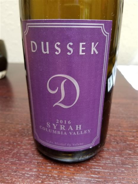 2016 Dussek (Woodhouse Wine Estates) Syrah, USA, Washington, Columbia ...