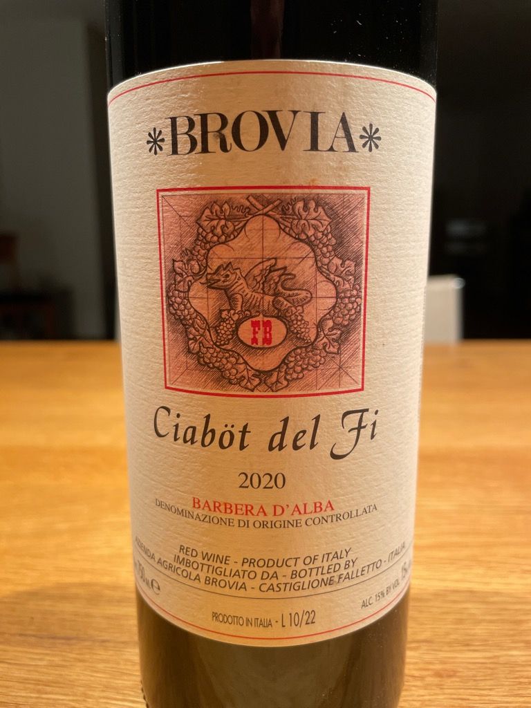 2020 Fratelli Brovia Barbera d'Alba Ciabot del Fi, Italy, Piedmont ...