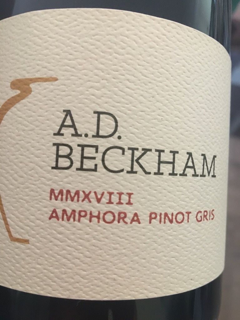 2017 Beckham Estate Vineyard Pinot Gris A.D. Beckham Amphora, USA ...