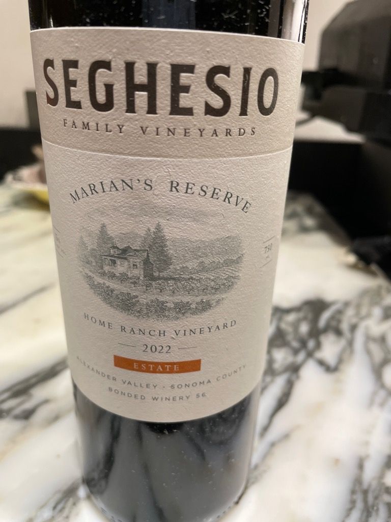 2022 Seghesio Family Vineyards Marian's Reserve Estate Home Ranch ...