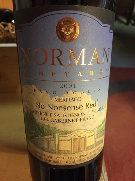 2000 Norman Vineyards Meritage No Nonsense Red, USA, California ...