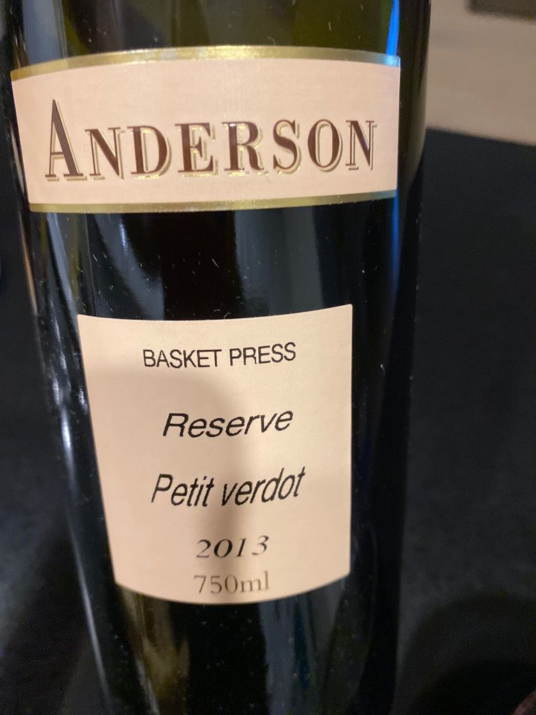 2013 Anderson Winery Petit Verdot Basket Press, Australia, Victoria ...