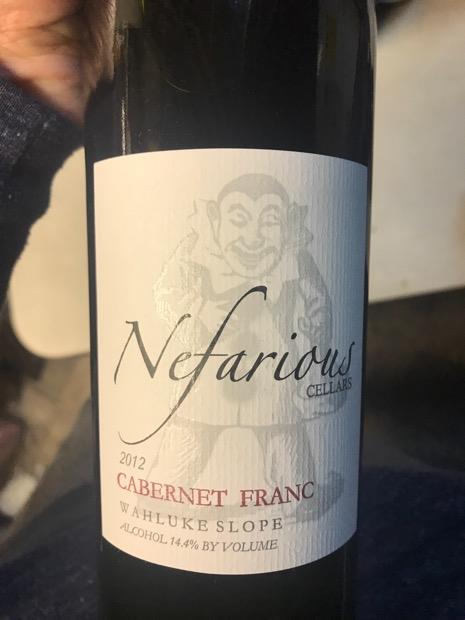 2011 Nefarious Cellars Cabernet Franc, USA, Washington, Columbia Valley ...