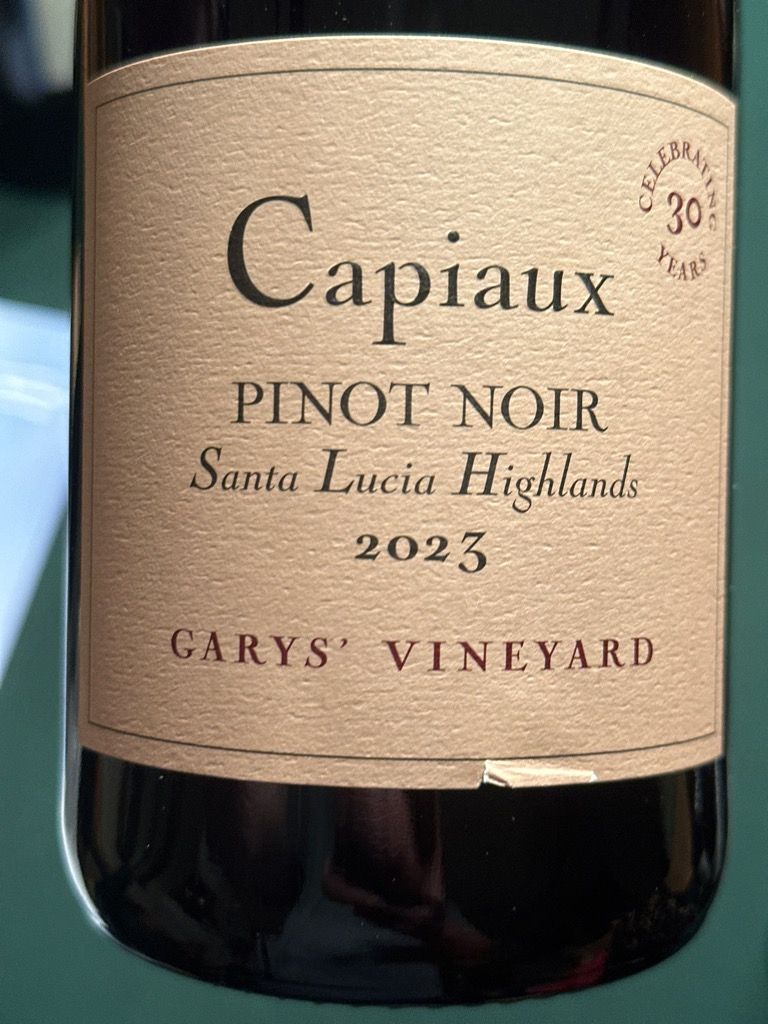 2023 Capiaux Cellars Pinot Noir Garys' Vineyard, USA, California ...