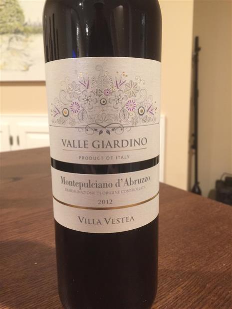 2012 Villa Vestea Montepulciano d'Abruzzo Valle Giardino, Italy ...