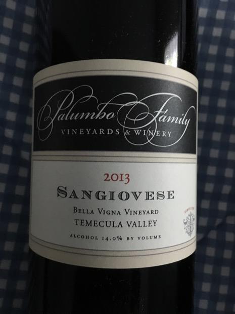 2012 Palumbo Family Sangiovese Estate Reserve, USA, California, South ...