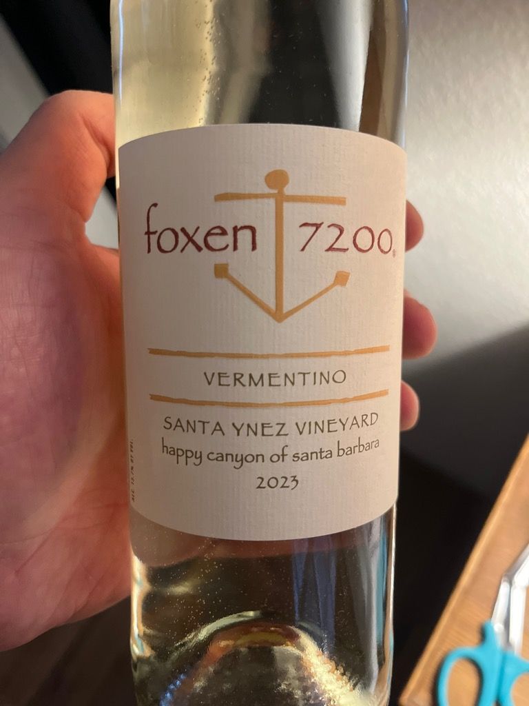 2022 Foxen Vermentino Nolan Vineyard, USA, California, Central Coast, Alisos Canyon - CellarTracker