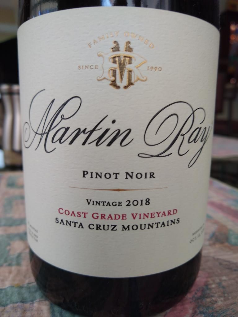 2018 Martin Ray Pinot Noir Coast Grade Santa Cruz Mountains, USA ...