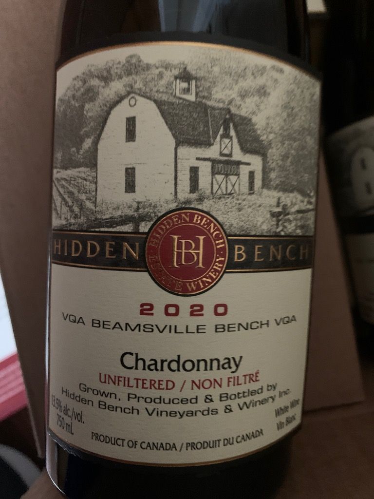 2021 Hidden Bench Chardonnay Unfiltered, Canada, Ontario, Niagara ...