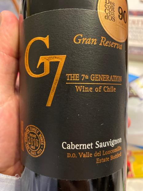 2016 G7 Cabernet Sauvignon Gran Reserva, Chile, Maule Valley ...