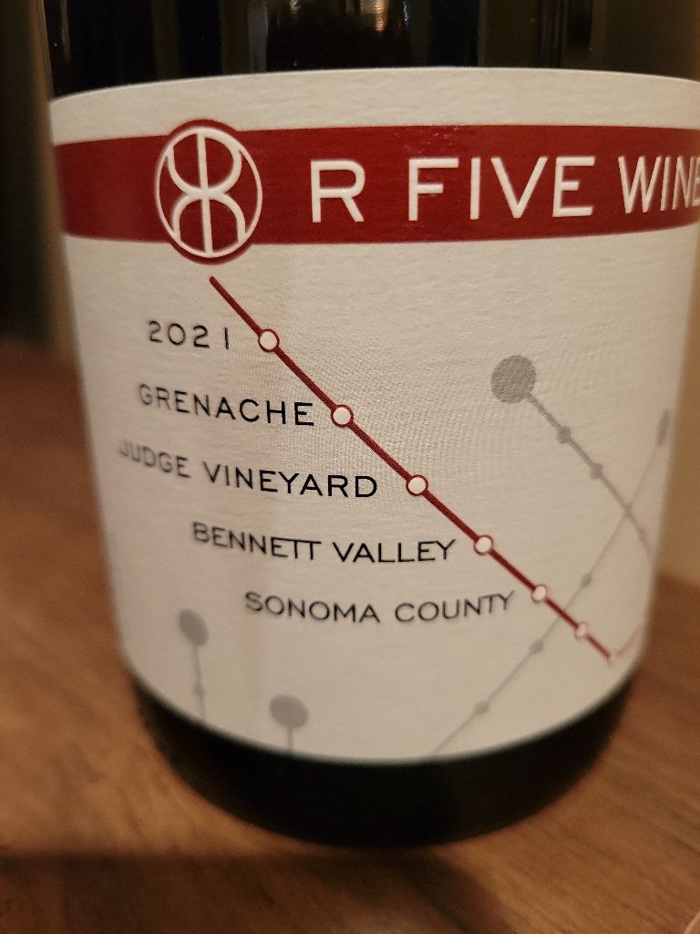 2021 R Five Wines Grenache Judge Vineyard, USA, California, Sonoma ...