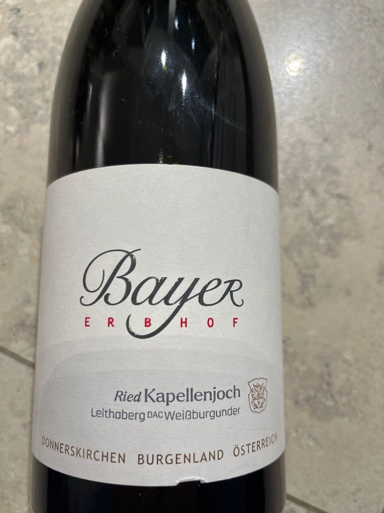 2021 Bayer Erbhof Weissburgunder Kapellenjoch, Austria, Burgenland ...