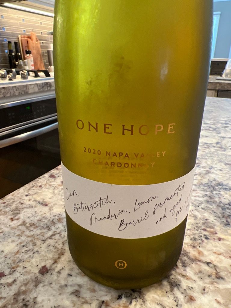 2020 One Hope Chardonnay, USA, California, Napa Valley - CellarTracker