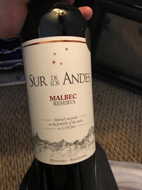 2013 Bodega Sur de los Andes Malbec Reserva, Argentina, Mendoza ...