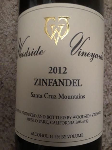 2012 Woodside Vineyards Zinfandel Estate, USA, California, Santa Cruz ...