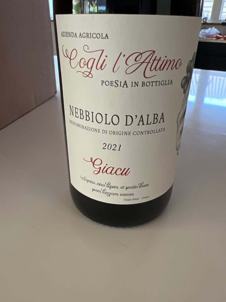 2021 Azienda Agricola Cogli L'Attimo Nebbiolo d'Alba Giacu, Italy ...