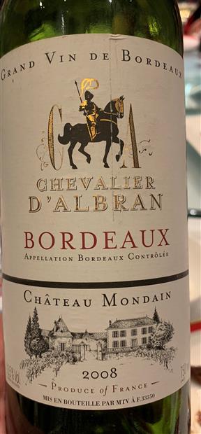 2008 Chevalier d'Albran, France, Bordeaux - CellarTracker