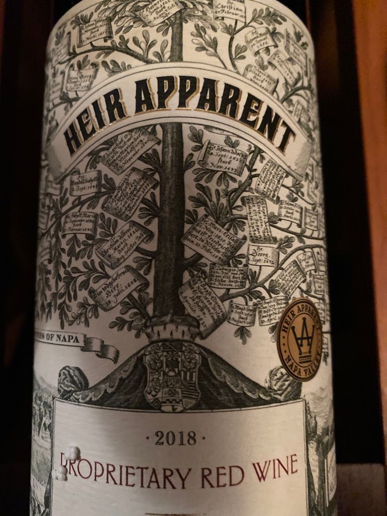 2018 Heir Apparent Proprietary Red Wine, USA, California, Napa Valley ...