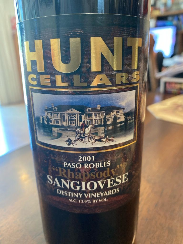 2002 Hunt Cellars Sangiovese Rhapsody Reserve Destiny Vineyards, USA ...