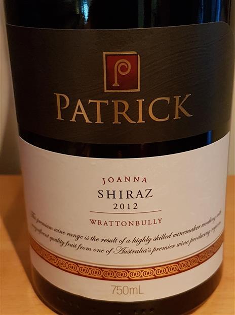 2012 Patrick Shiraz Joanna, Australia, South Australia, Limestone Coast, Wrattonbully ...