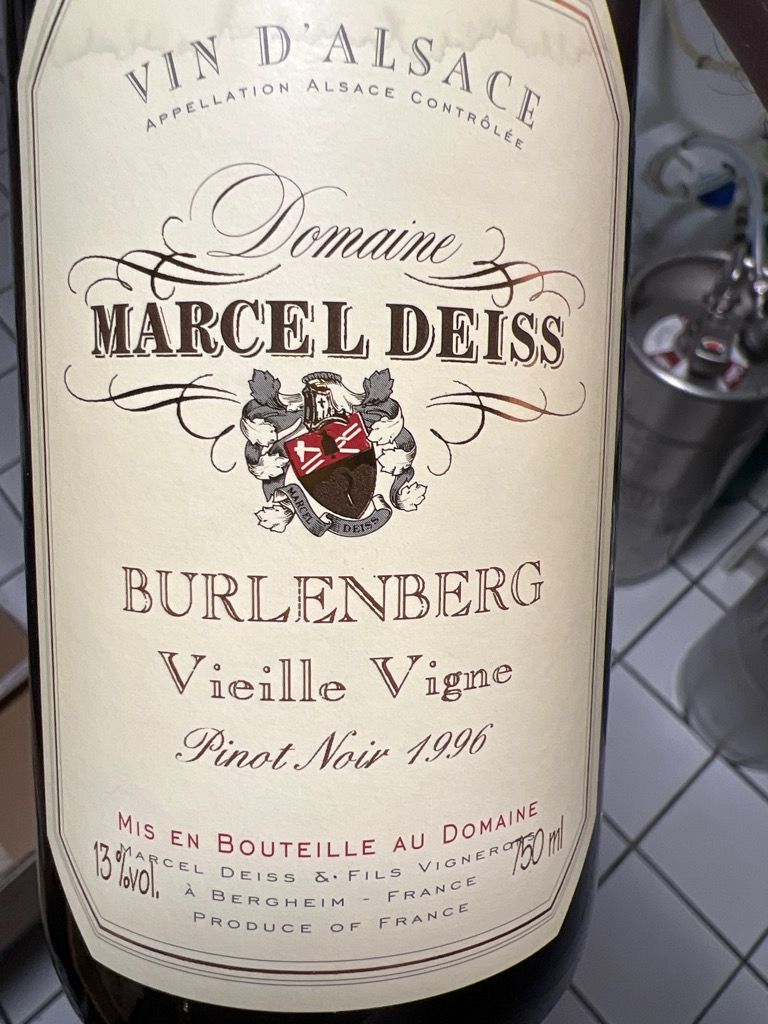 1996 Marcel Deiss Pinot Noir Bergheim Burlenberg Vieille Vigne Pinot ...