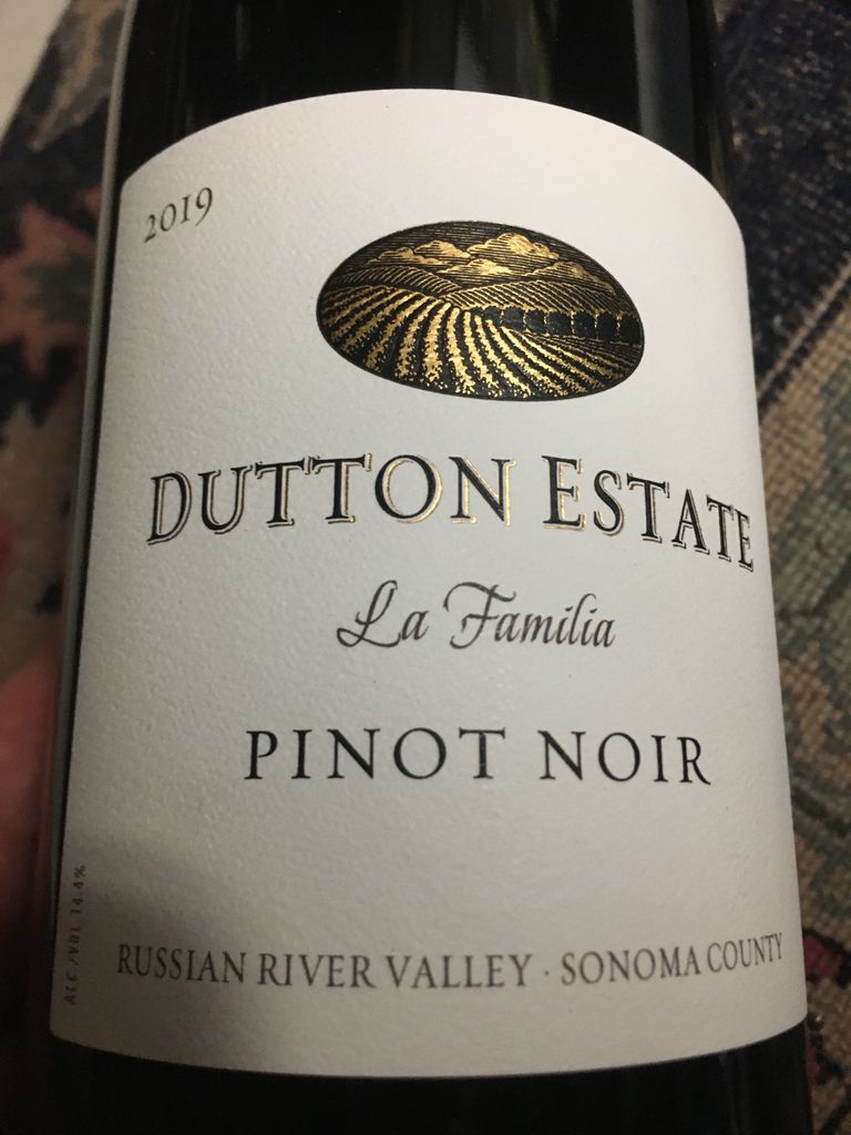 2019 Dutton Estate Pinot Noir La Familia Dutton Ranch, USA, California ...