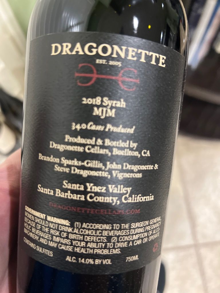 2018 Dragonette Cellars MJM, USA, California, Central Coast - CellarTracker