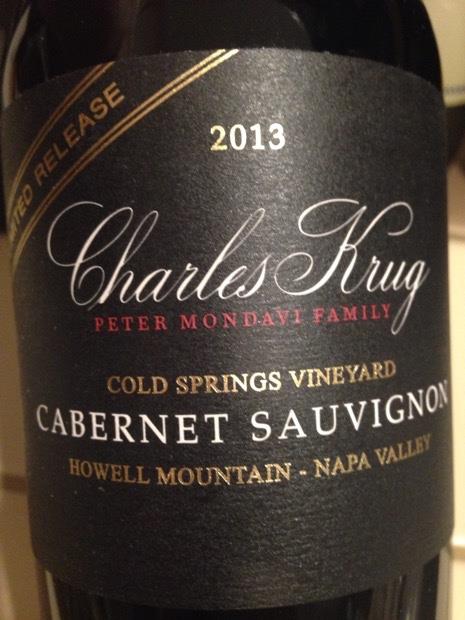 2013 Charles Krug Winery (Peter Mondavi Family) Cabernet Sauvignon ...