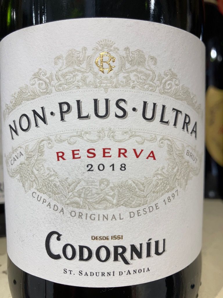 2018 Codorníu Cava Codorníu Non Plus Ultra Reserva Brut Cava, Spain ...