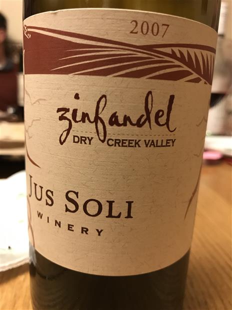 2006 Jus Soli Zinfandel Dry Creek Valley, USA, California, Sonoma ...