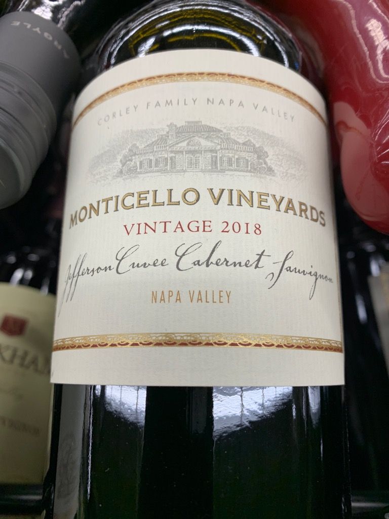 2018 Monticello Vineyards (Corley Family) Cabernet Sauvignon Jefferson ...