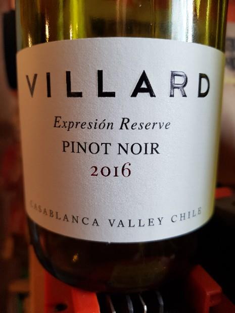 2016 Villard Estate Pinot Noir Expresión Reserve, Chile, Casablanca ...