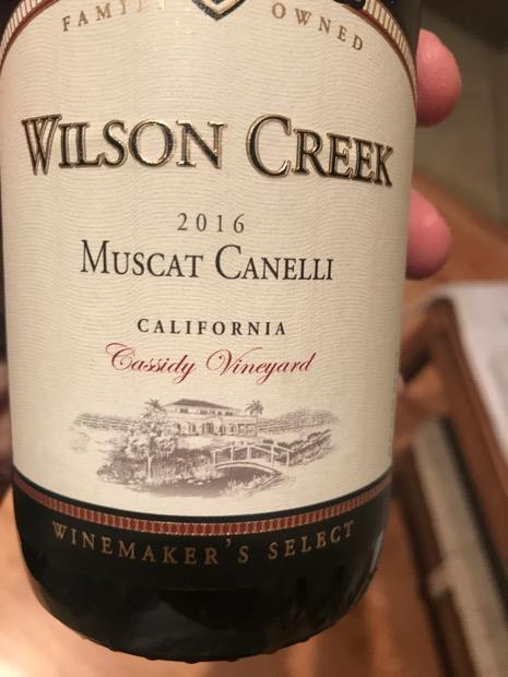 2016 Wilson Creek Muscat Canelli Winemaker's Select Cassidy Vineyard ...