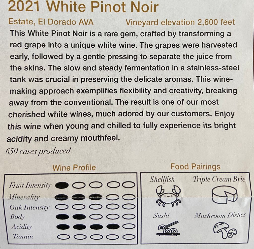 2021 Boeger Winery Pinot Noir Pinot Grande El Dorado, USA, California ...