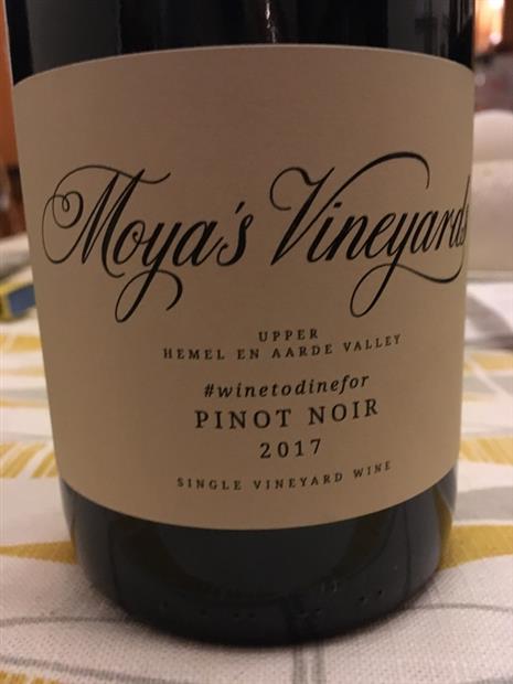 2018 Moya's Vineyards Pinot Noir, South Africa, Cape South Coast ...