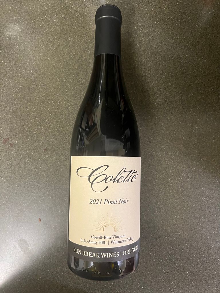 2021 Sun Break Wines Pinot Noir Colette Cortell-Rose Vineyard, USA ...