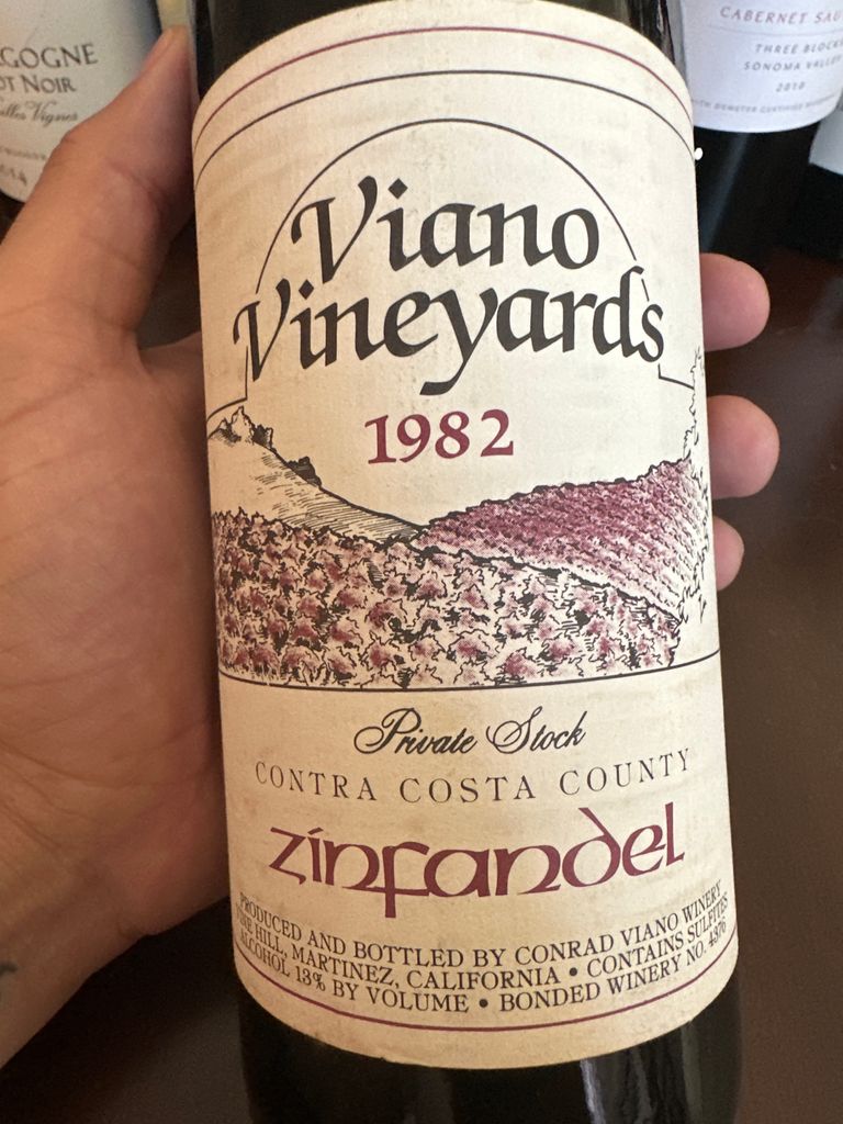 1982 Viano Vineyards Zinfandel Private Stock, USA, California, San ...
