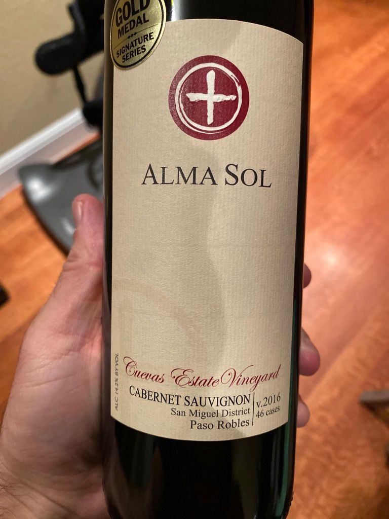 2016 Alma Sol Winery Cabernet Sauvignon Cuevas Vineyard, USA ...