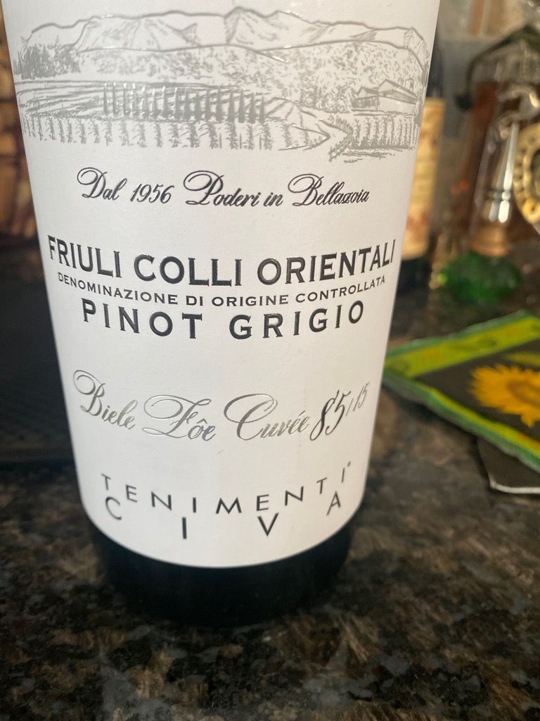 2023 Tenimenti Civa Friuli Colli Orientali Pinot Grigio biele zoe cuvée 85/15, Italy, Friuli ...