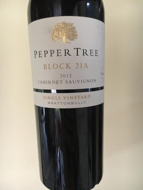 2012 Pepper Tree Cabernet Sauvignon Reserve Block 21A, Australia, South ...