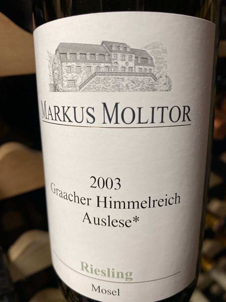 2018 Markus Molitor Graacher Himmelreich Riesling Auslese * (Green ...