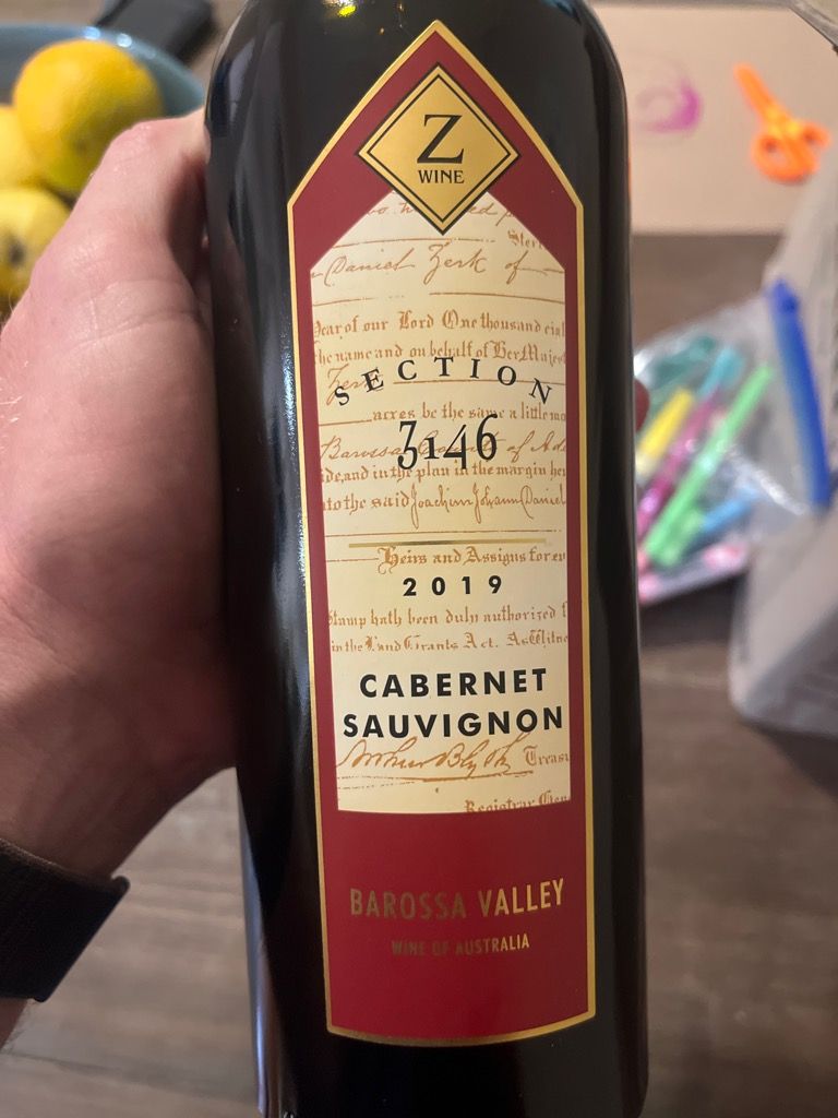 2019 Z wine Cabernet Sauvignon Section 3146, Australia, South Australia ...