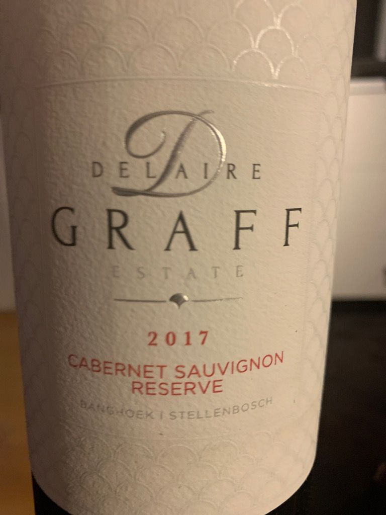 2017 Delaire Graff Cabernet Sauvignon Reserve, South Africa, Coastal ...