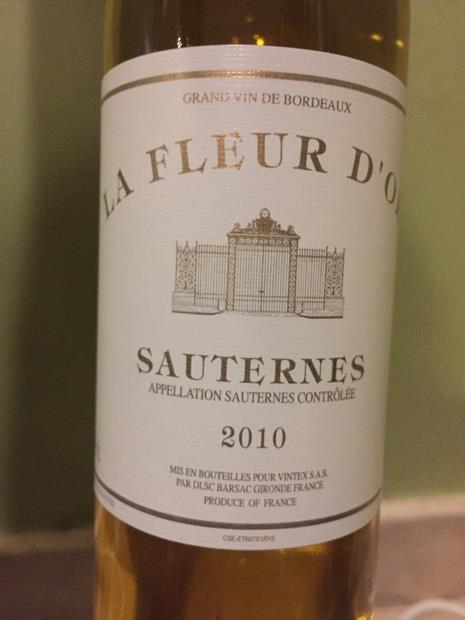 2010 La Fleur d'Or, France, Bordeaux, Sauternais, Sauternes - CellarTracker